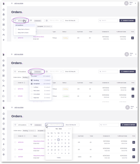 Accepting & Rejecting Orders via Slerp Controls Dashboard