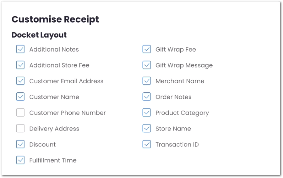 Print Receipt Options