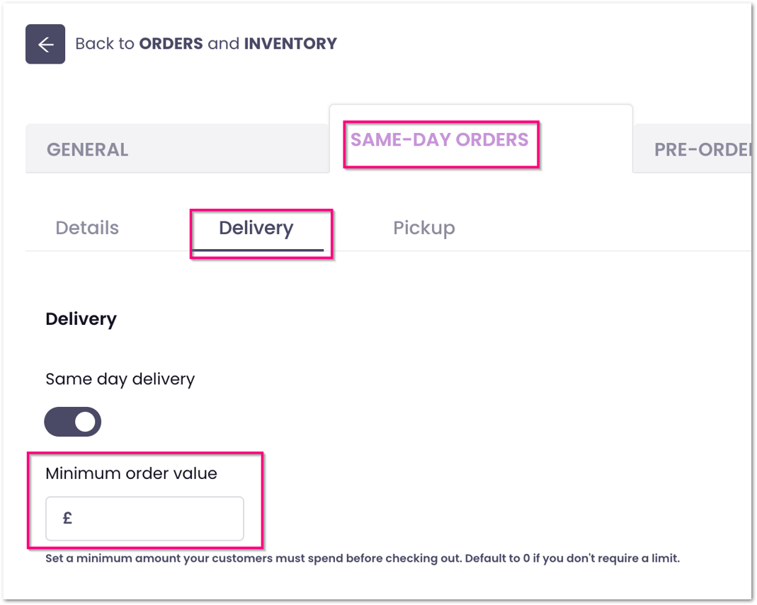 Minimum Order Value