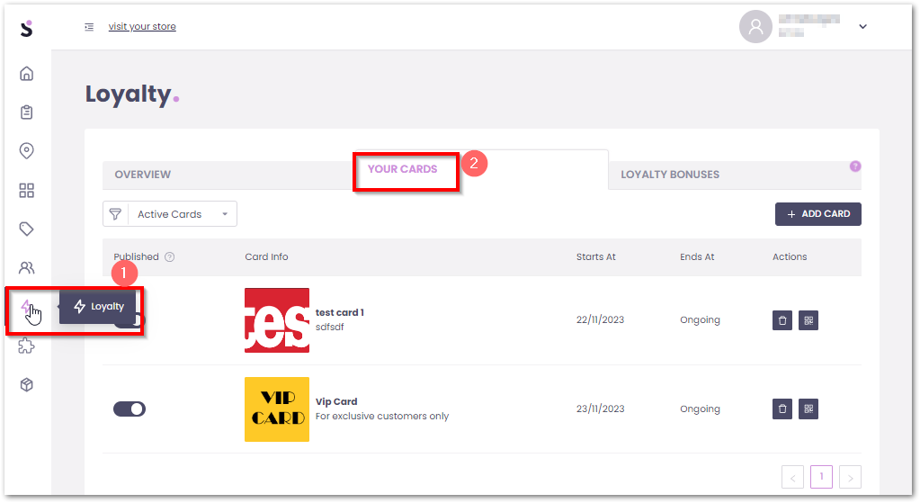 Exclusive Functionality on Loyalty Cards
