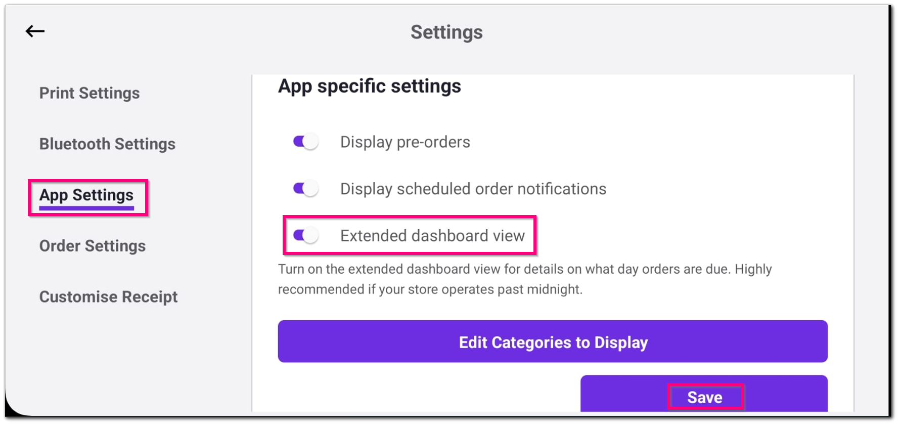 Extended Dashboard View on Slerp App